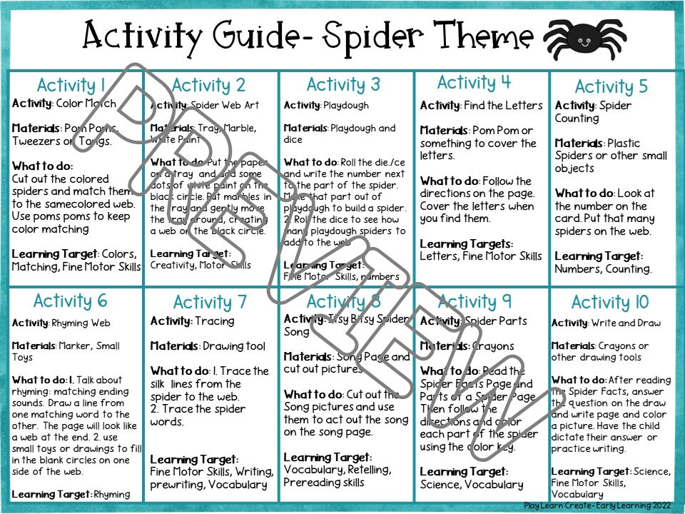 November Preschool Learning Binder, Spider Theme, Weather Theme ...