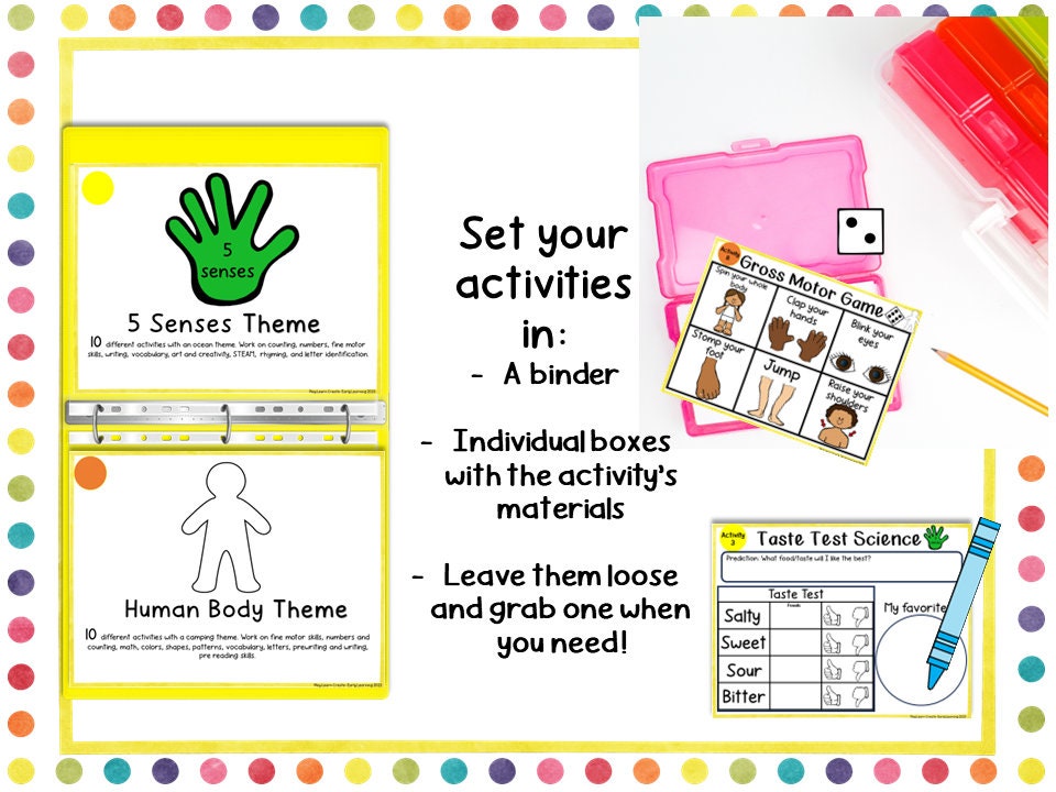 August Preschool Homeschool Learning Binder 5 Senses - Etsy