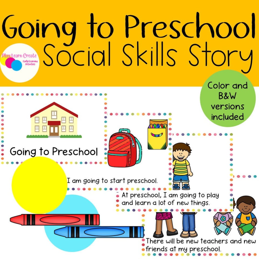 Starting Preschool Social Skills Story, Going to Preschool, First Day ...