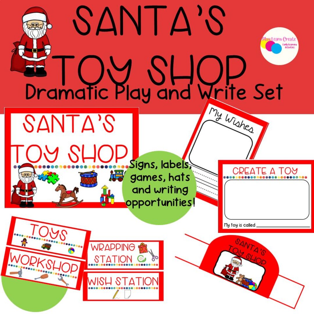 Christmas Printable Pretend Play Santa's Toy Shop Dramatic Play Set - Etsy