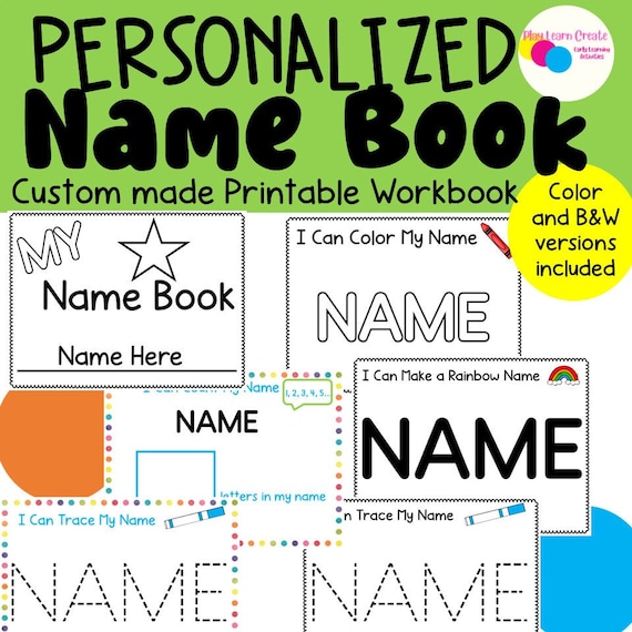 Personalized Printable Name Workbook Custom Name Book - Etsy