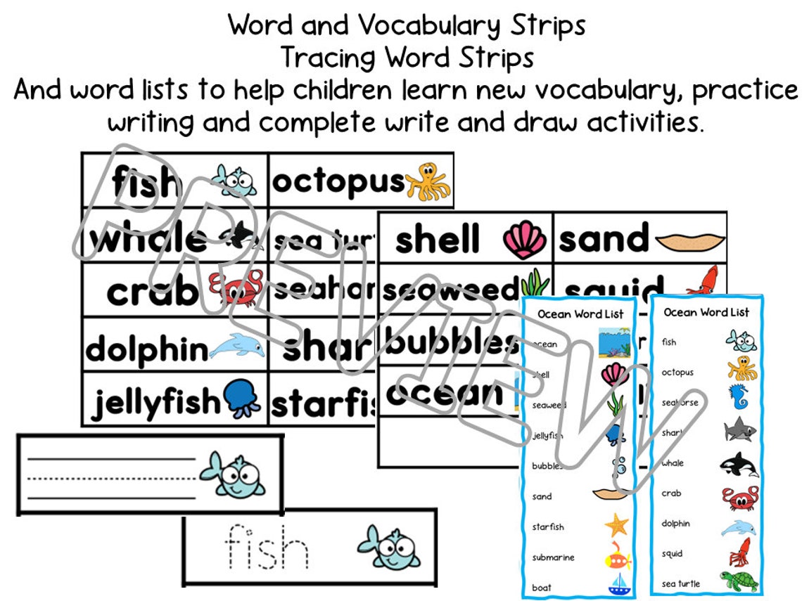 Printable Ocean Theme Learning, Ocean Theme Writing, Preschool Writing ...