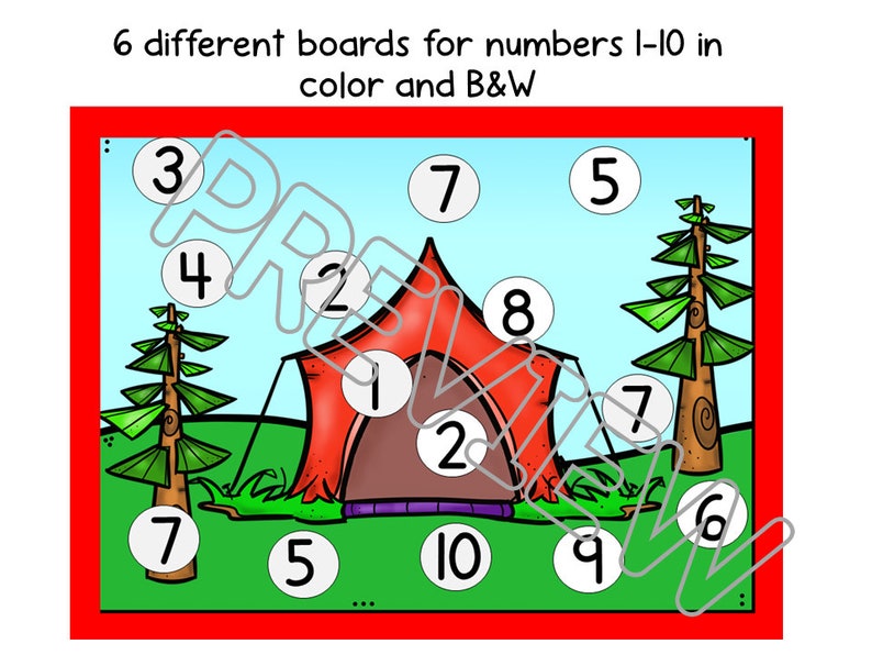 Printable Math Game for Preschool, Camping Theme Preschool, Camping ...