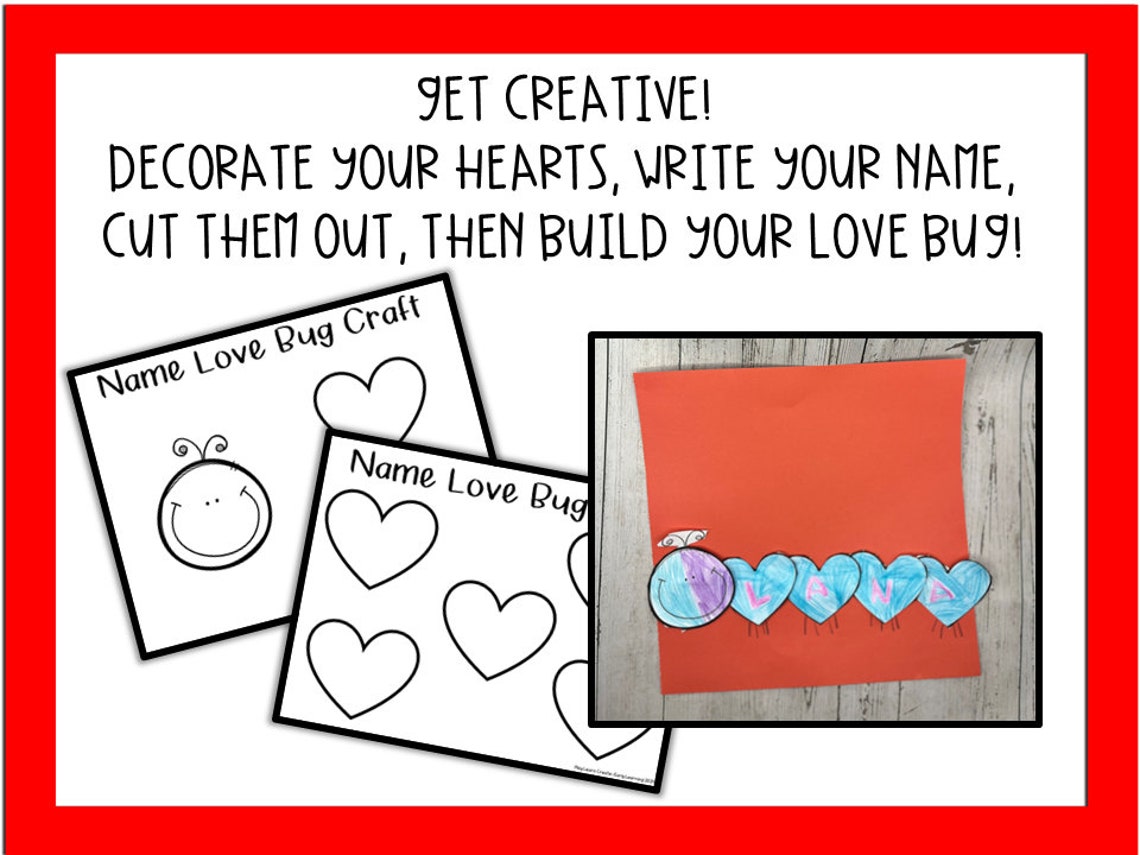 Love Bug Name Craft for Valentine's Day for Preschool and Kindergarten ...