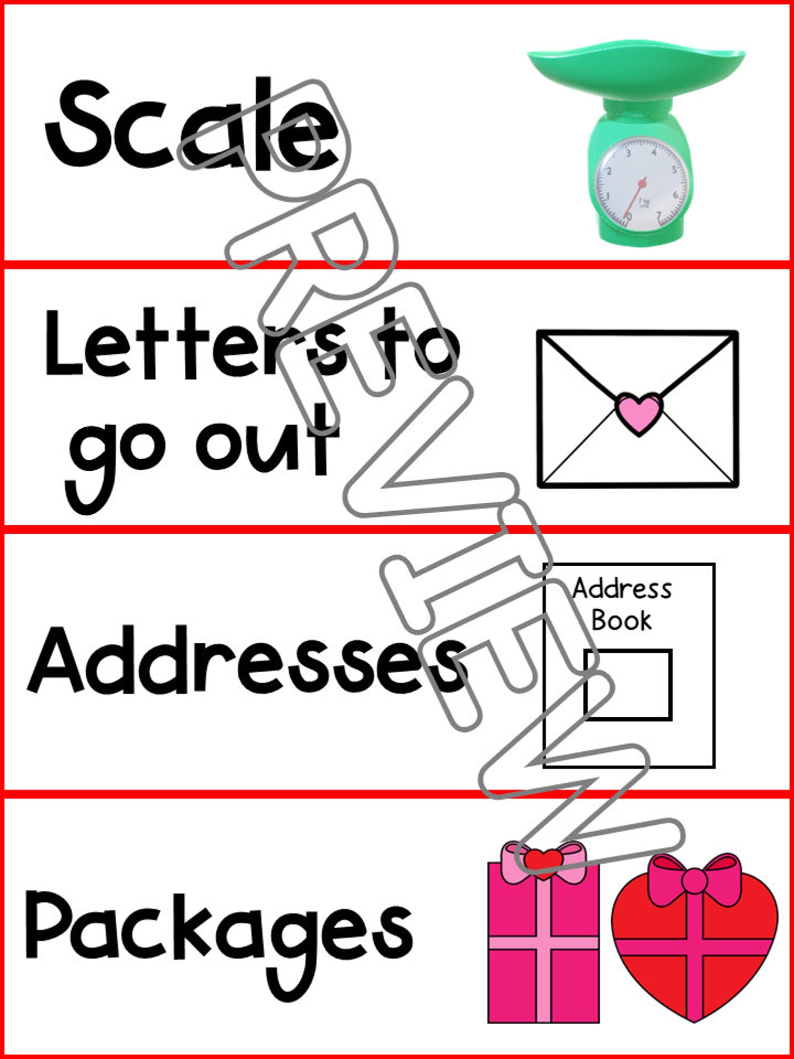 Valentine's Day Dramatic Play Set, Valentine's Day Post Office, Post ...