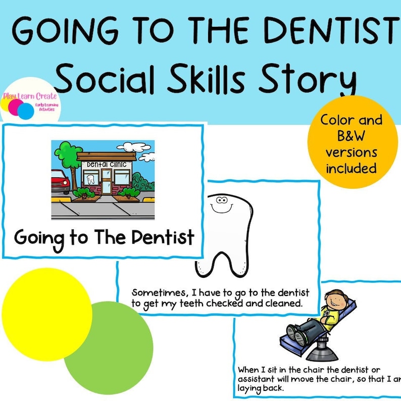 Going to the Dentist Printable Social Skills Story, First Dentist Visit ...