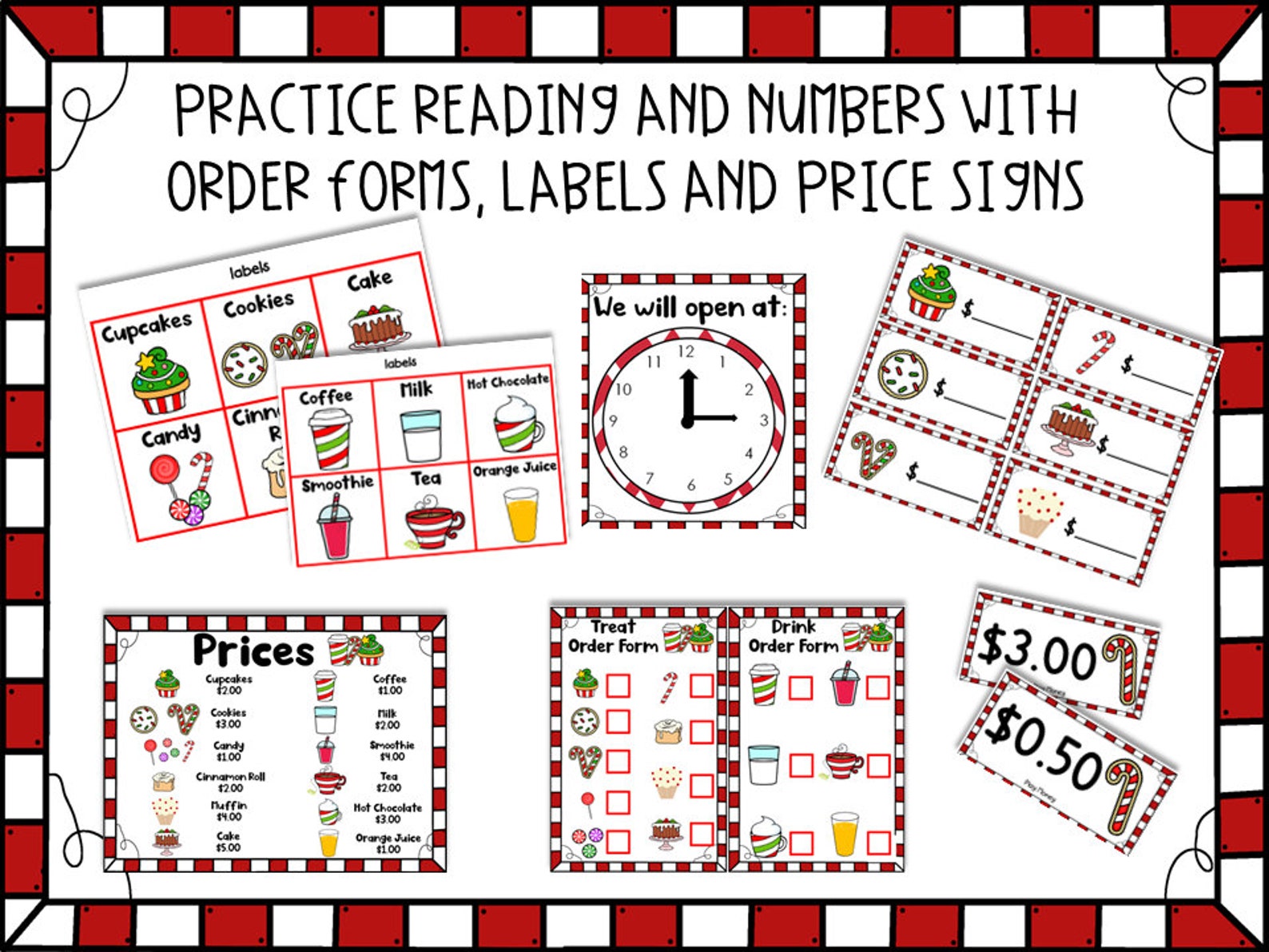 Candy Cane Cafe Winter Dramatic Play for Preschool, Christmas Pretend ...