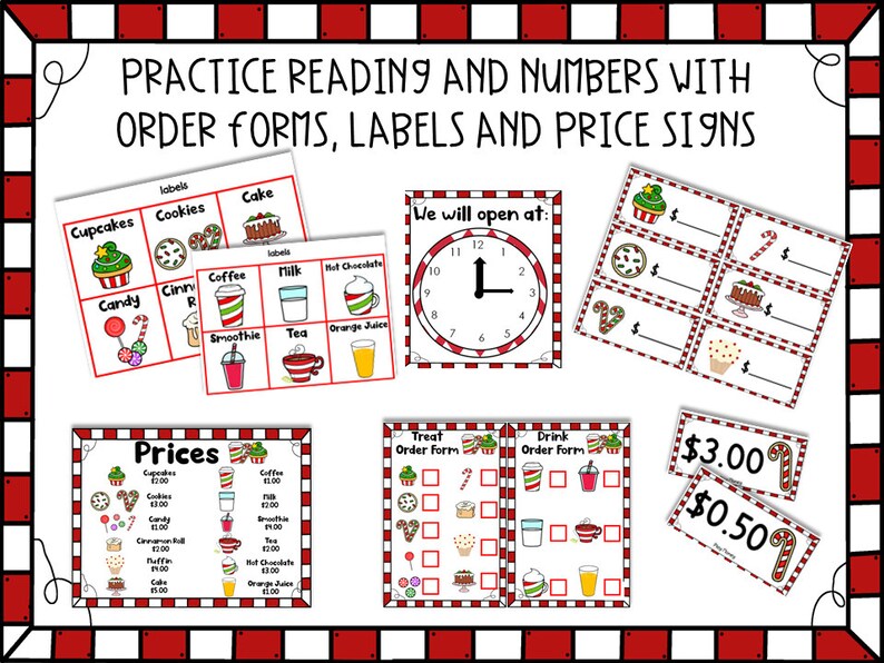 Candy Cane Cafe Winter Dramatic Play for Preschool, Christmas Pretend ...