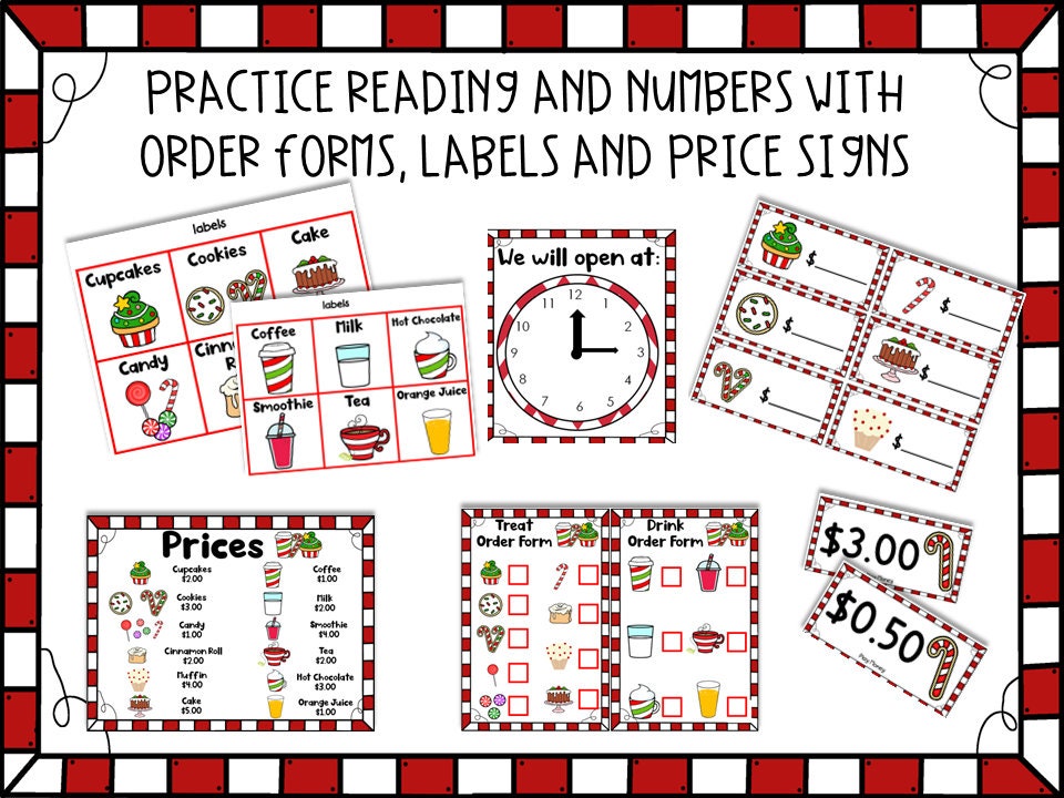 Candy Cane Cafe Winter Dramatic Play for Preschool, Christmas Pretend ...