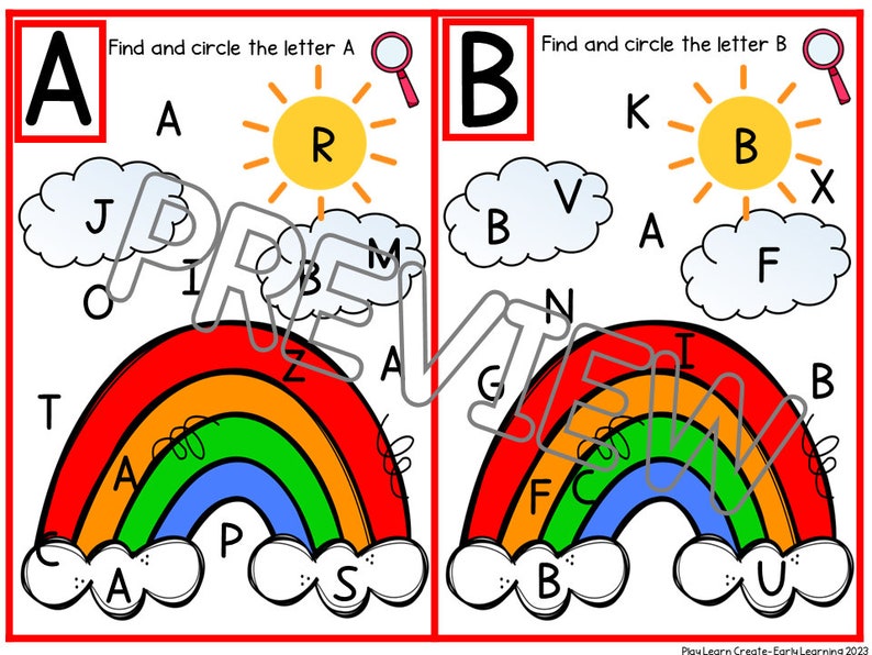 Rainbow Theme Letter Hunt Activity, Rainbow Theme Preschool Center ...