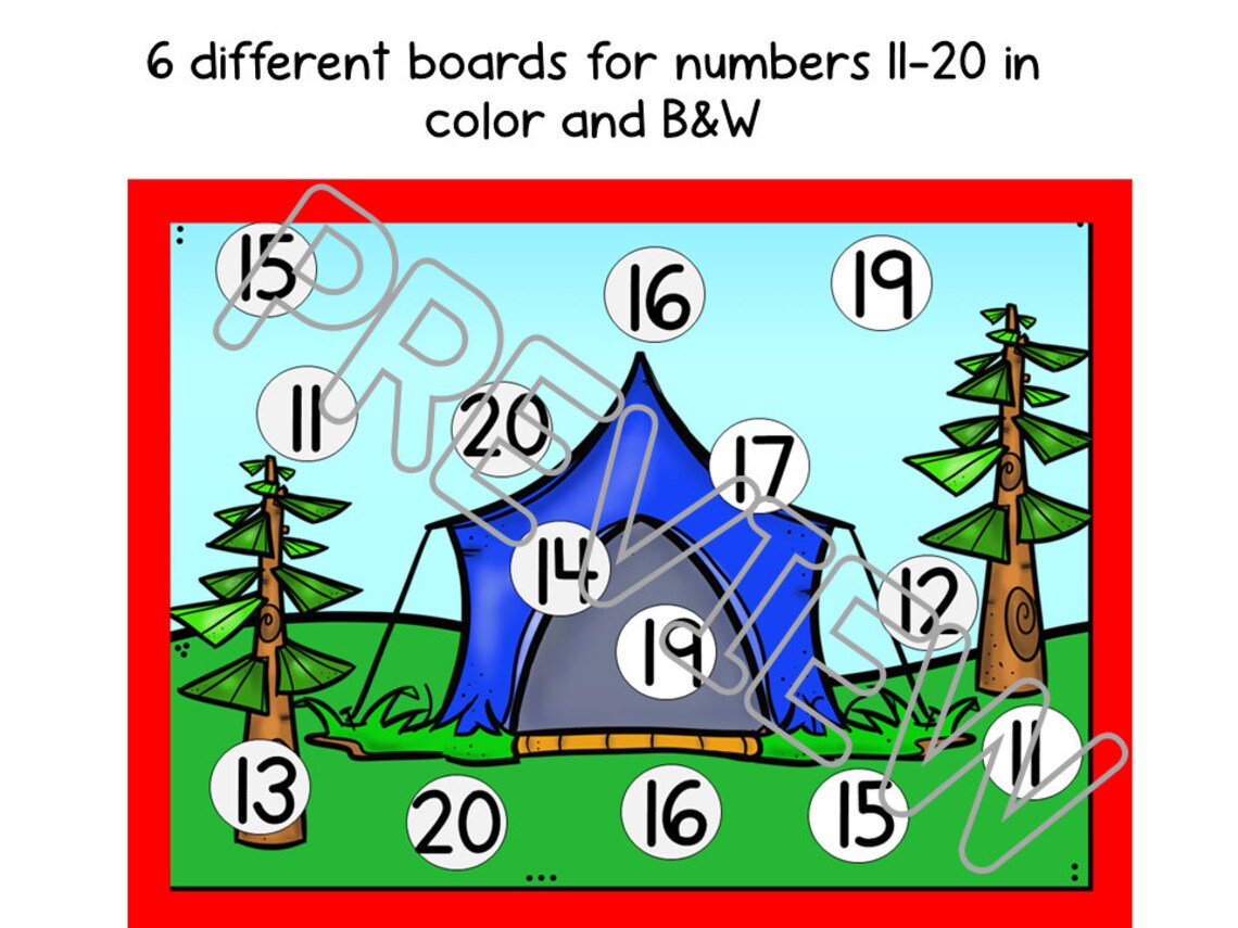 Printable Math Game for Preschool, Camping Theme Preschool, Camping ...