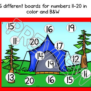 Printable Math Game for Preschool, Camping Theme Preschool, Camping ...