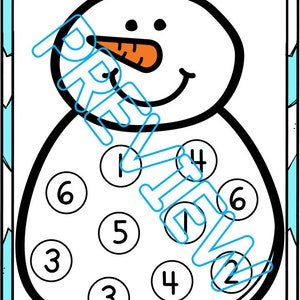 Snowman Theme Roll and Cover Game, Preschool Math, Kindergarten Math ...
