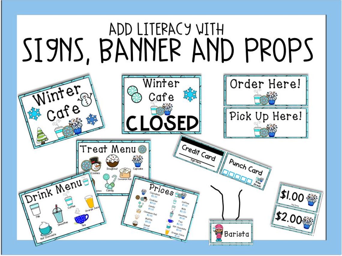 Winter Cafe Printable Dramatic Play Set, Winter Play Set - Etsy