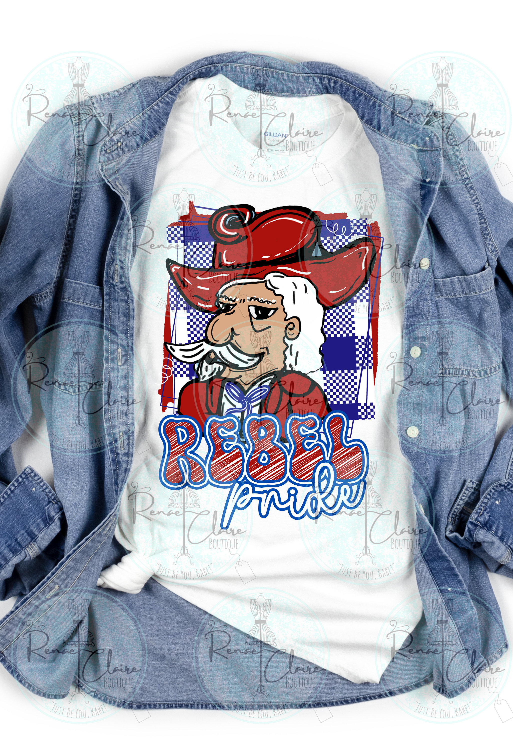 Hand Drawn Red and Blue Rebel Mascot PNG/PDF - Etsy