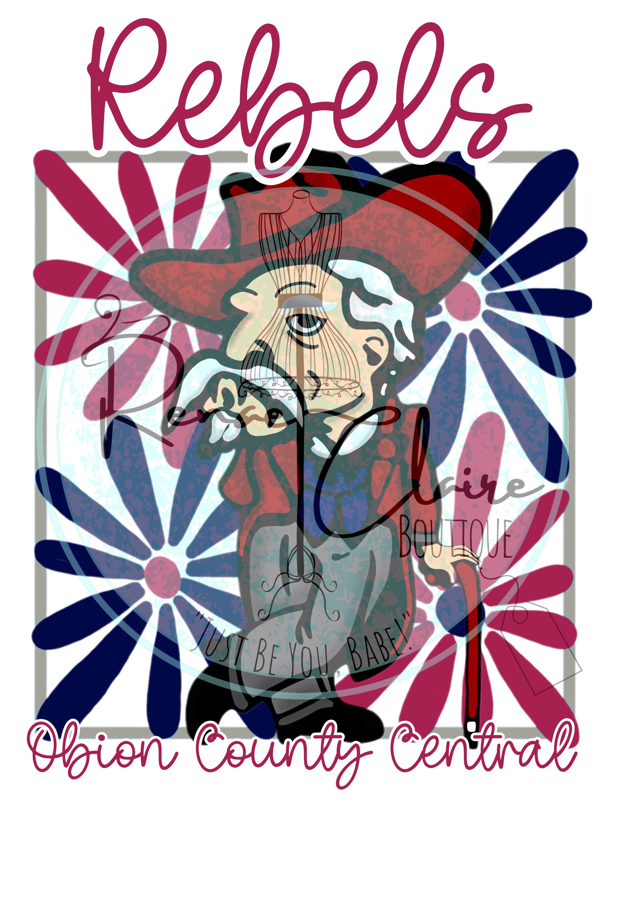 Rebel Mascot Floral School Spirit Design PNG - Etsy