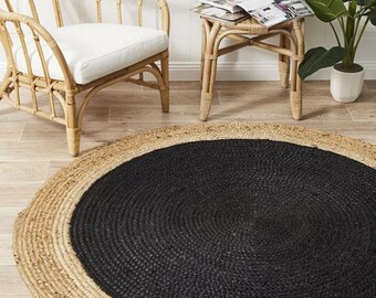 Black Circle Rug - Etsy