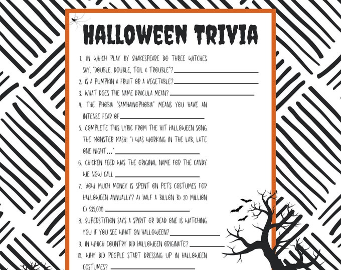 Halloween Trivia 2023, Printable Halloween Game for Classroom, Pub ...