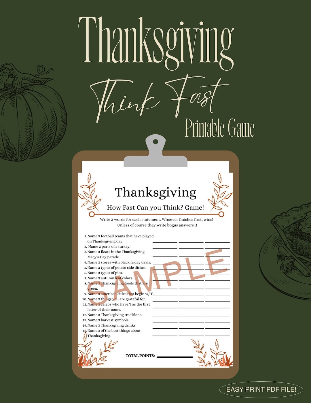Thanksgiving Printable Trivia, Friendsgiving Game Download, Family ...