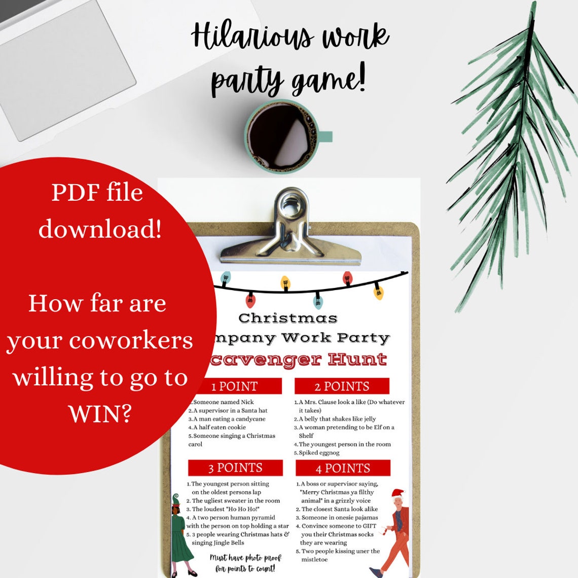 Christmas Scavenger Hunt, Company Holiday Party Game, Indoor Christmas ...