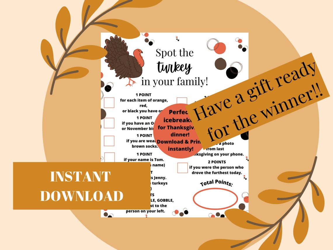 Thanksgiving Printable Party Game,thanksgiving Printable, Spot the ...