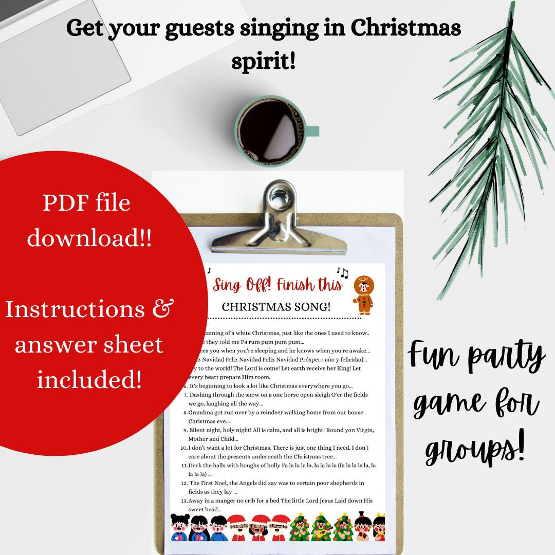 Christmas Carol Trivia Game, Holiday Party Game, Christmas Trivia ...