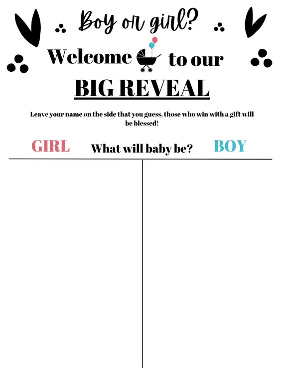 Gender Reveal Party Baby Shower Game Download Guess the - Etsy