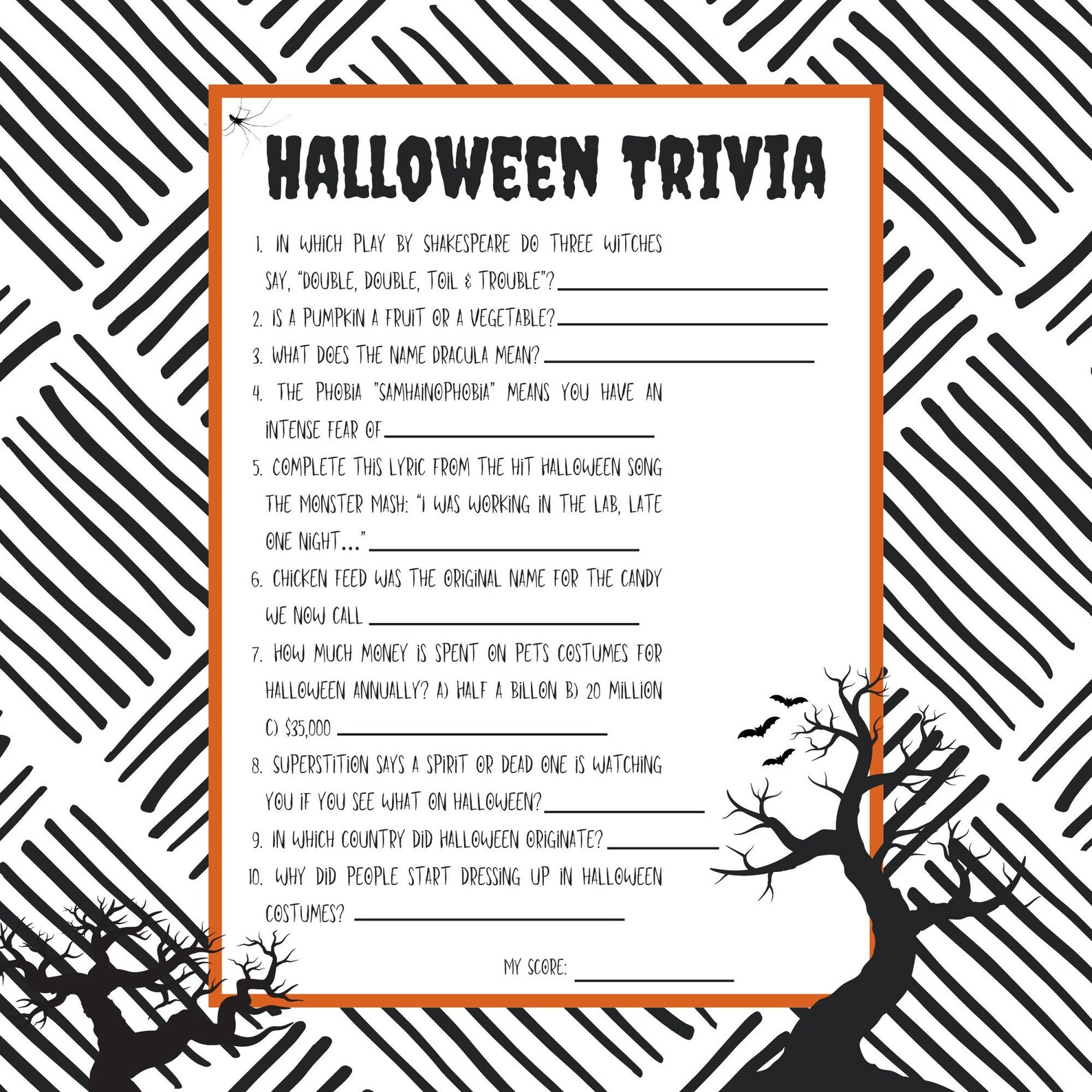 Halloween Trivia 2023, Printable Halloween Game for Classroom, Pub ...
