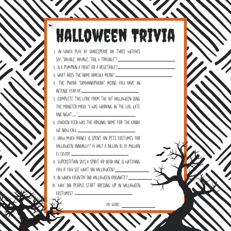 Halloween Trivia 2023, Printable Halloween Game for Classroom, Pub ...