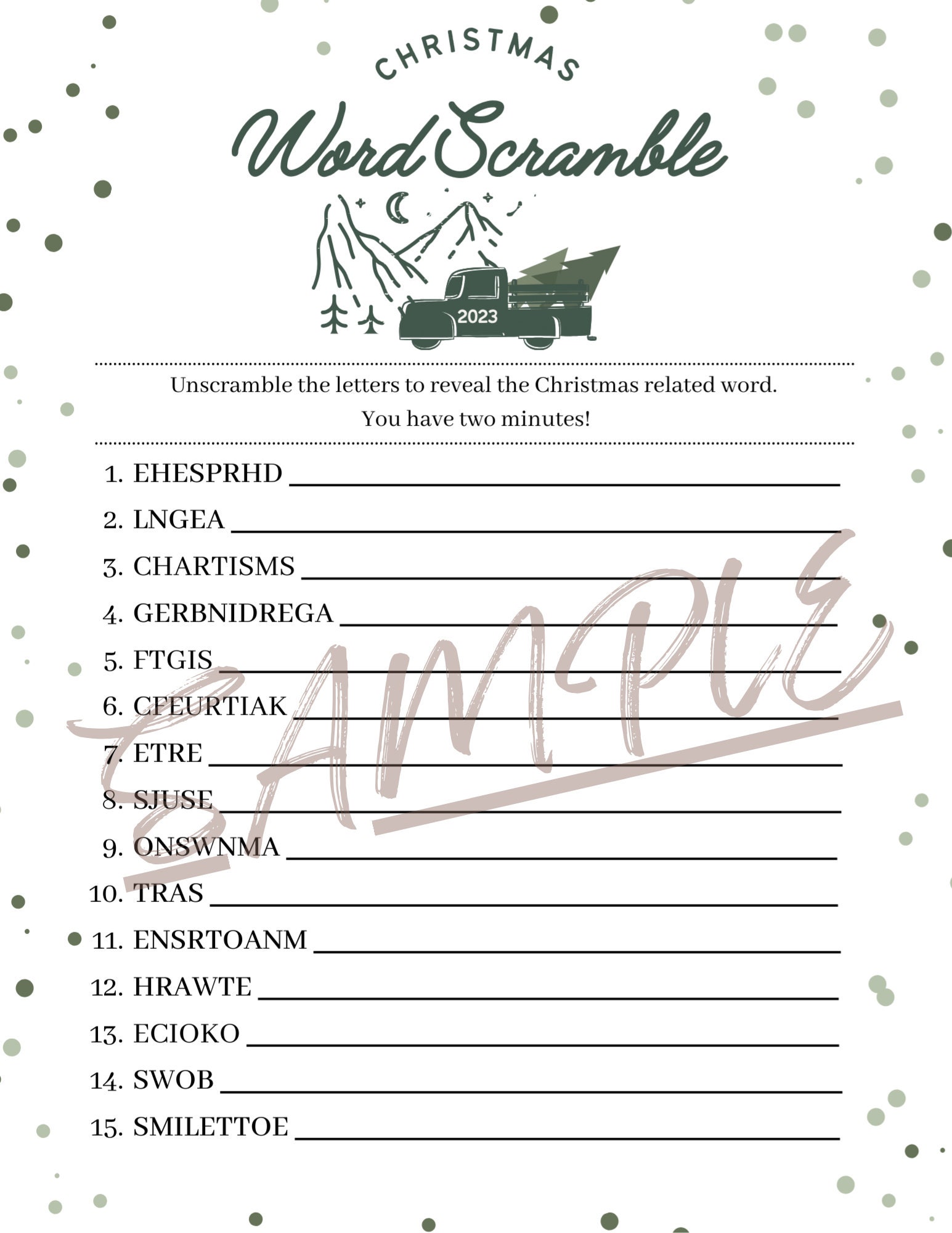 Christmas Party Game, Word Scramble, Holiday Word Scramble for Kids ...
