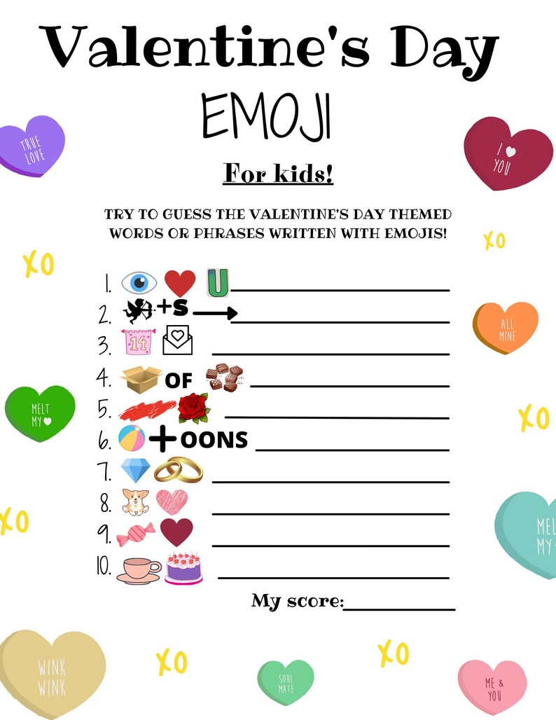 Printable Valentine's Day Game Kids, Valentines Day Party, Classroom ...