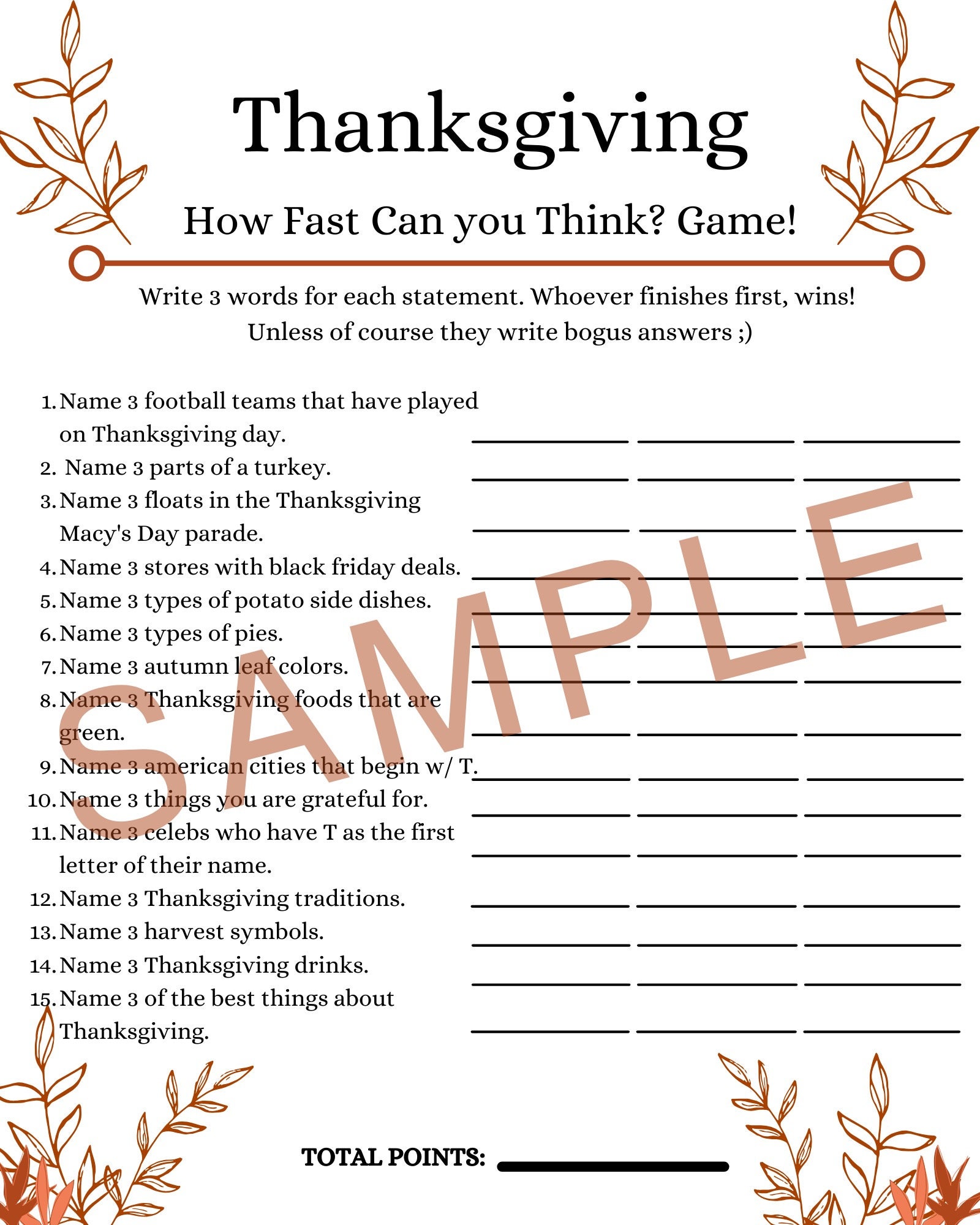 Thanksgiving Printable Trivia, Friendsgiving Game Download, Family ...