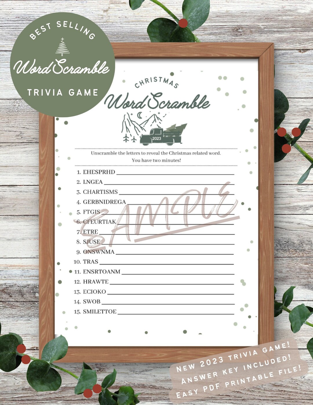 Christmas Party Game, Word Scramble, Holiday Word Scramble for Kids ...