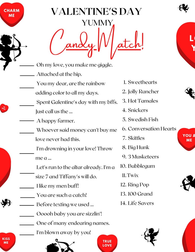 Valentines Day Game Printable, Valentine's Day Company Game, Valentine ...