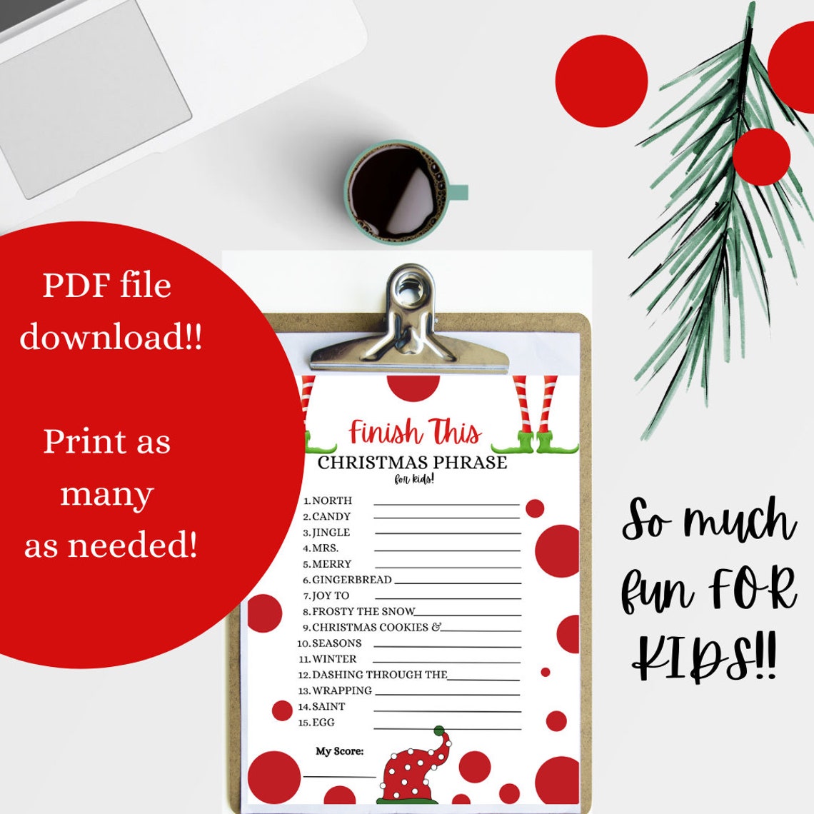 Christmas Game Printable Trivia FOR KIDS, Xmas Game Printable for ...