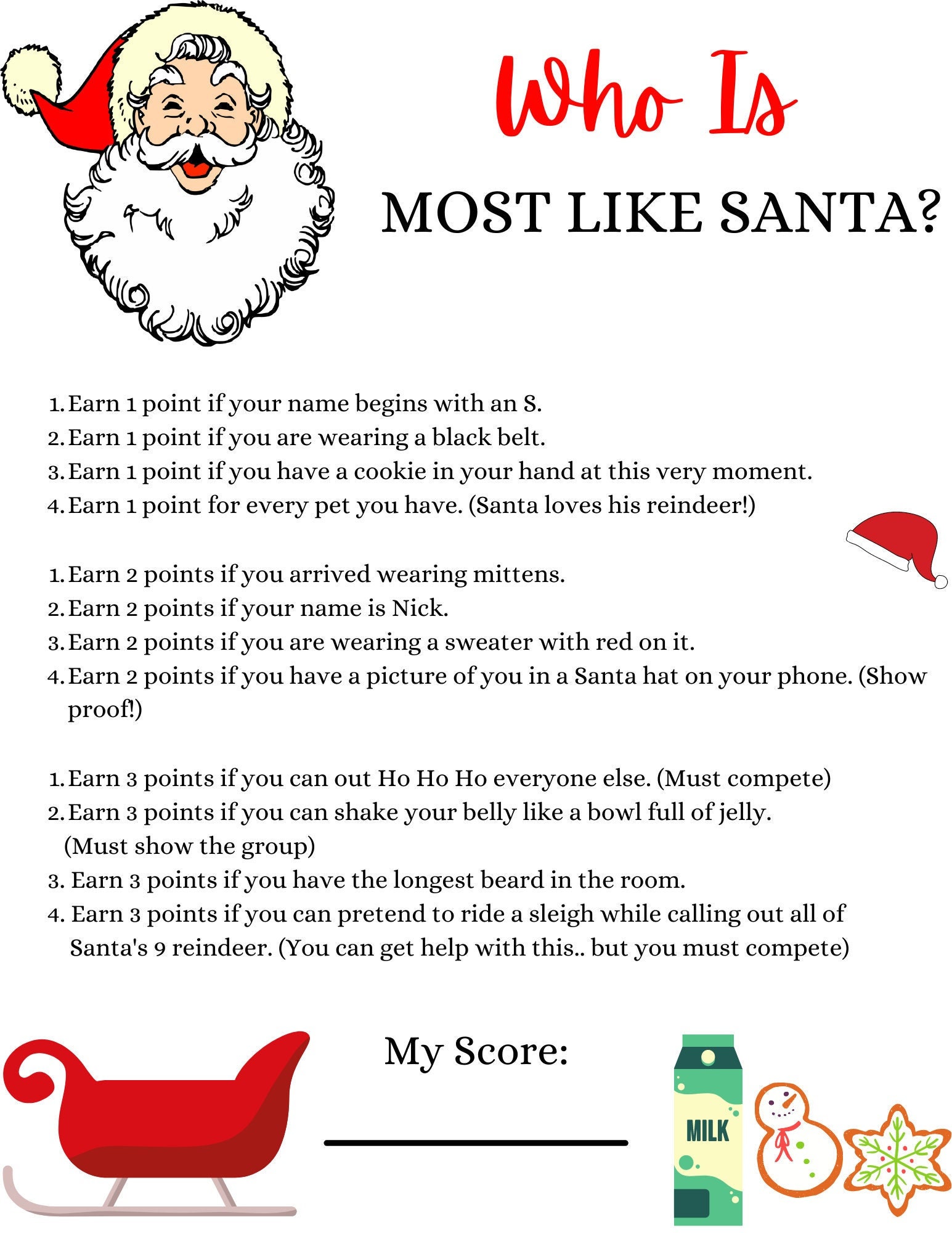 Holiday Party Games, Who is the Most Like Santa, Guess the Christmas ...