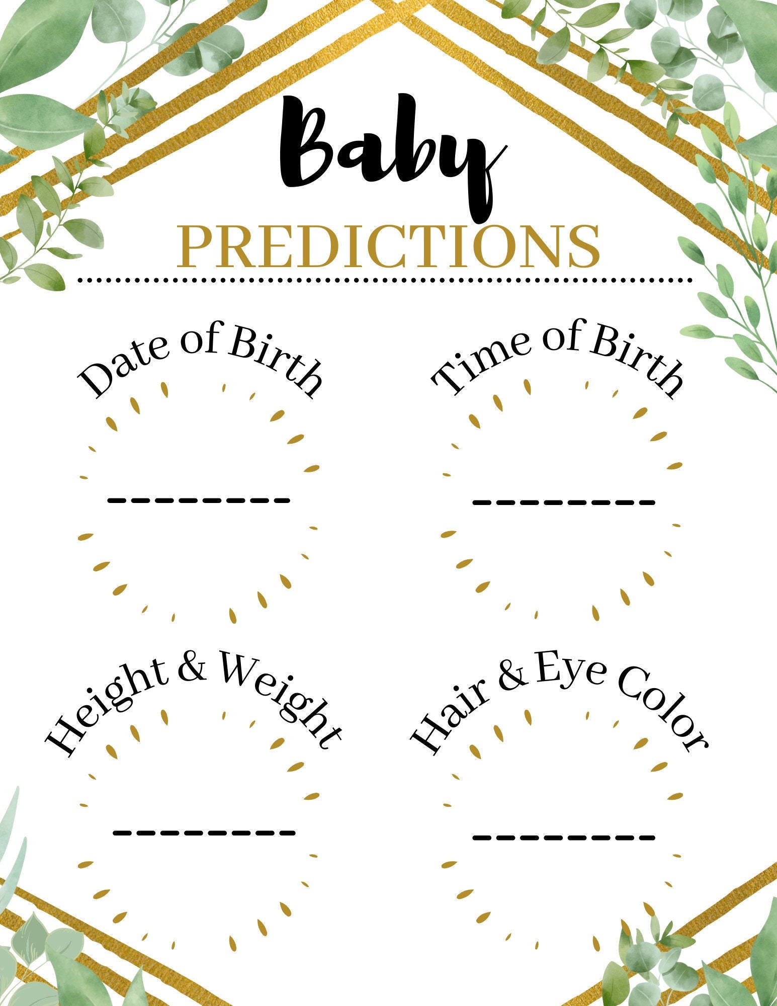 Baby Shower Game Printouts Baby Predictions Baby Shower - Etsy