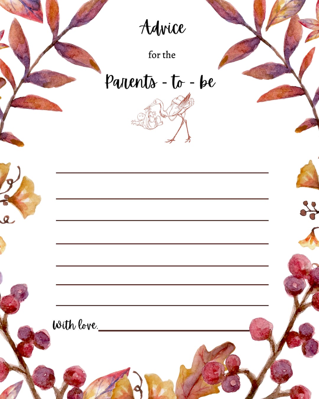 Baby Shower Advice Cards, Baby Shower Activity and Game, PFD Baby ...