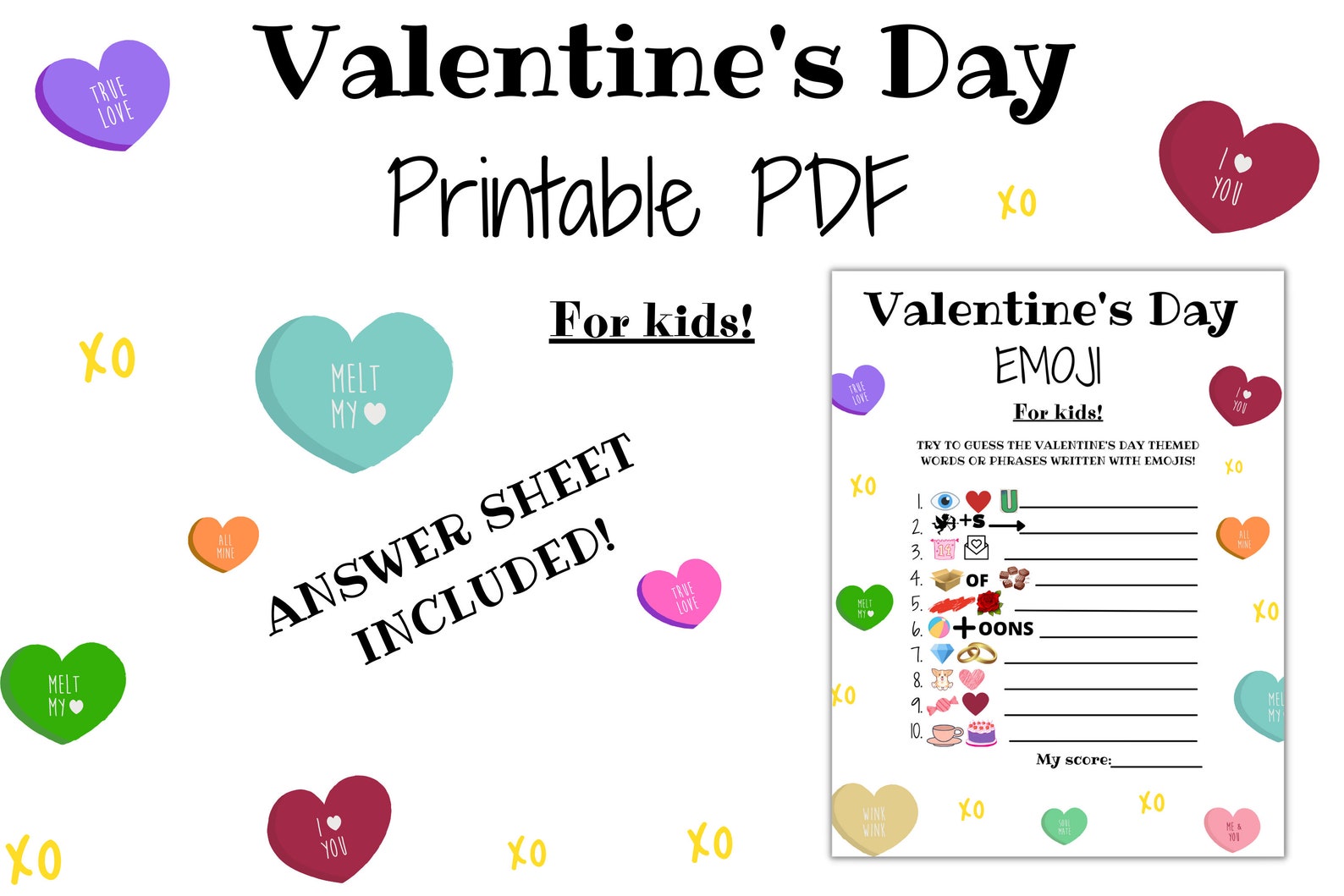 Printable Valentine's Day Game Kids, Valentines Day Party, Classroom ...