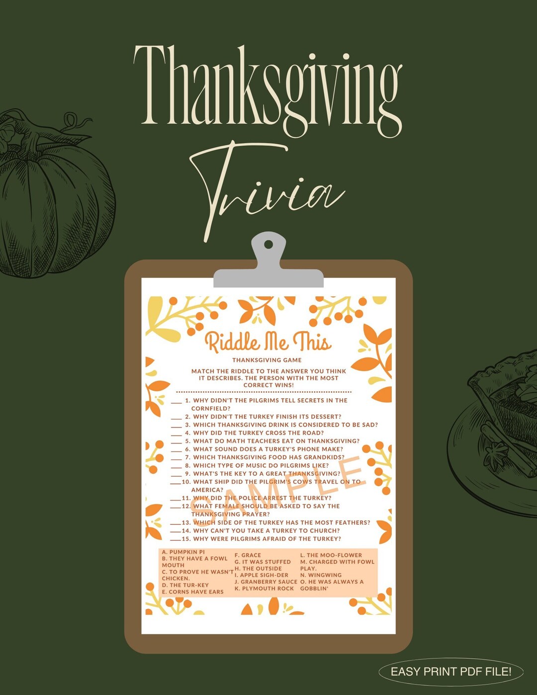 Thanksgiving Trivia Game Thanksgiving Printable Games Fun Thanksgiving ...