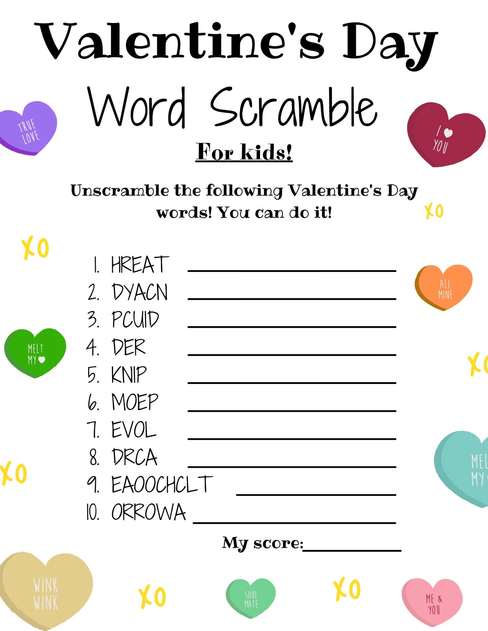 Printable Valentine's Game for Kids, Activities for Homeschool ...