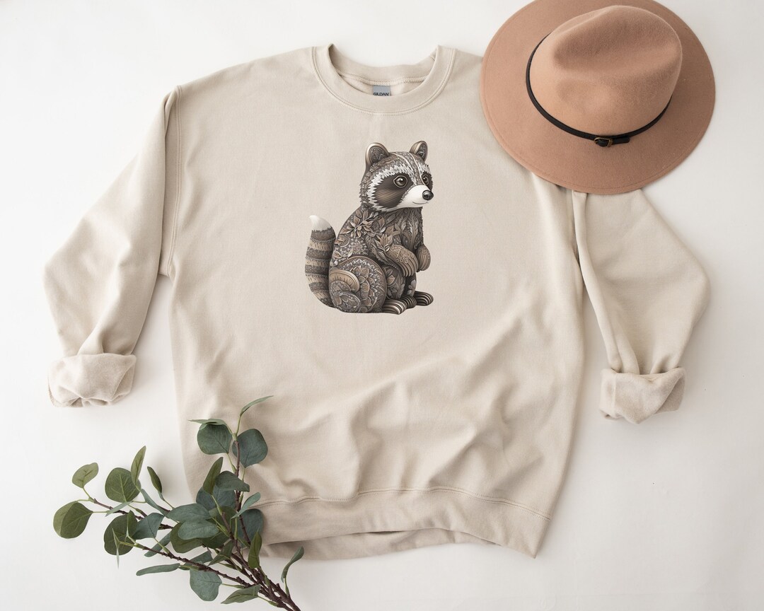 Raccoon Chintz Pattern Sand Sweatshirt, Raccoons, Cute Raccoon Shirt ...