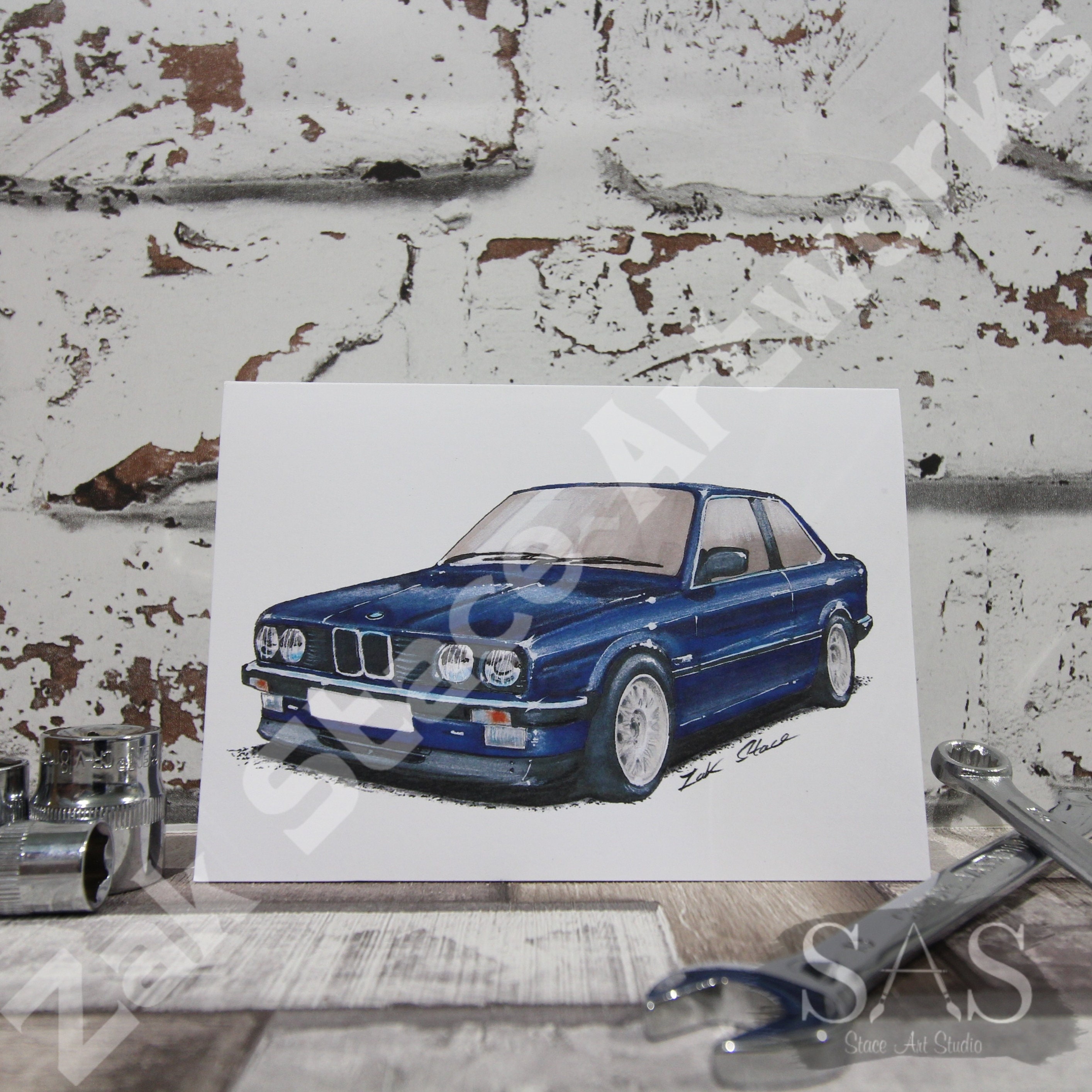 BMW E30 Birthday Card Father's Day Card Hand Drawn - Etsy