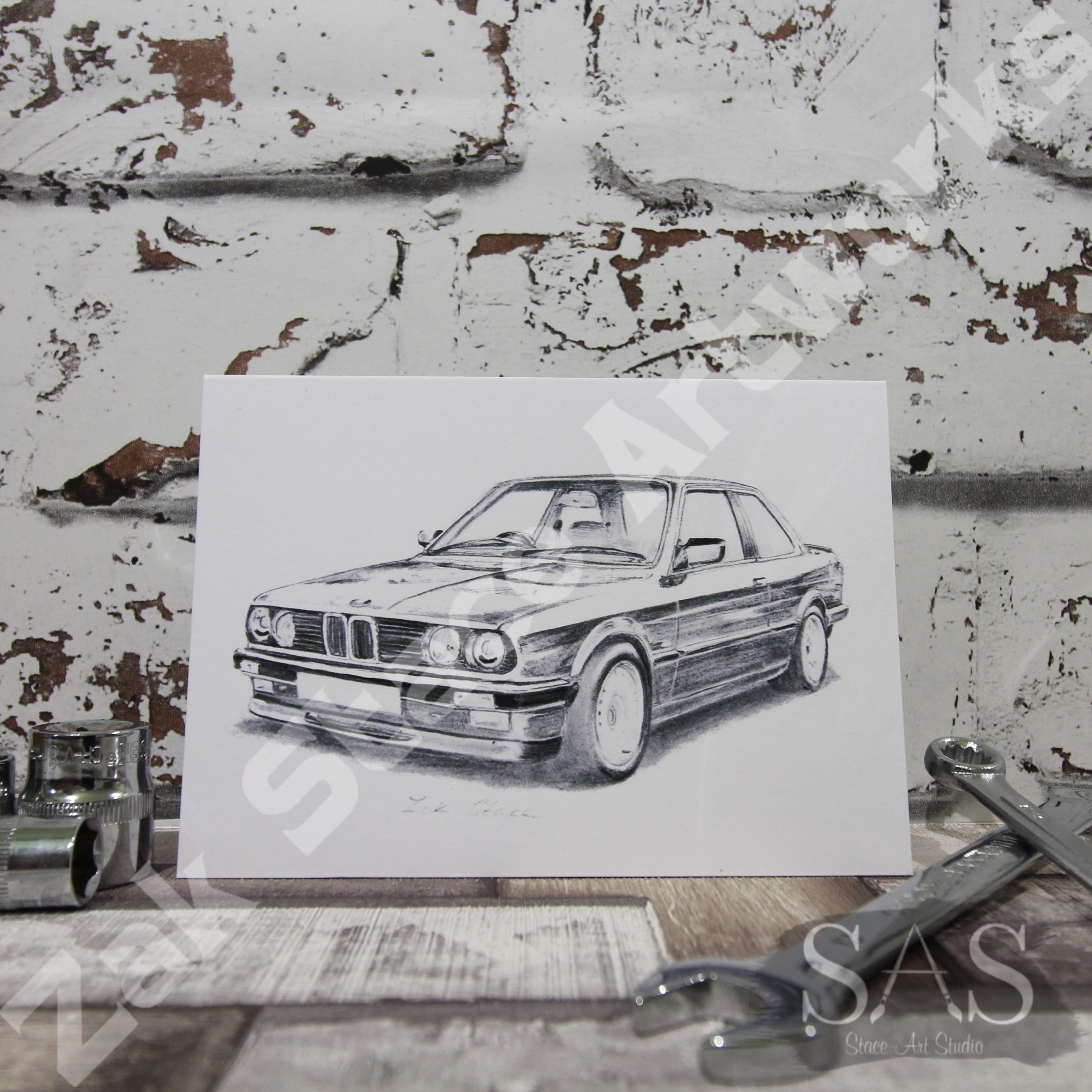 BMW E30 Birthday Card Father's Day Card Any Occasion Card Pencil ...