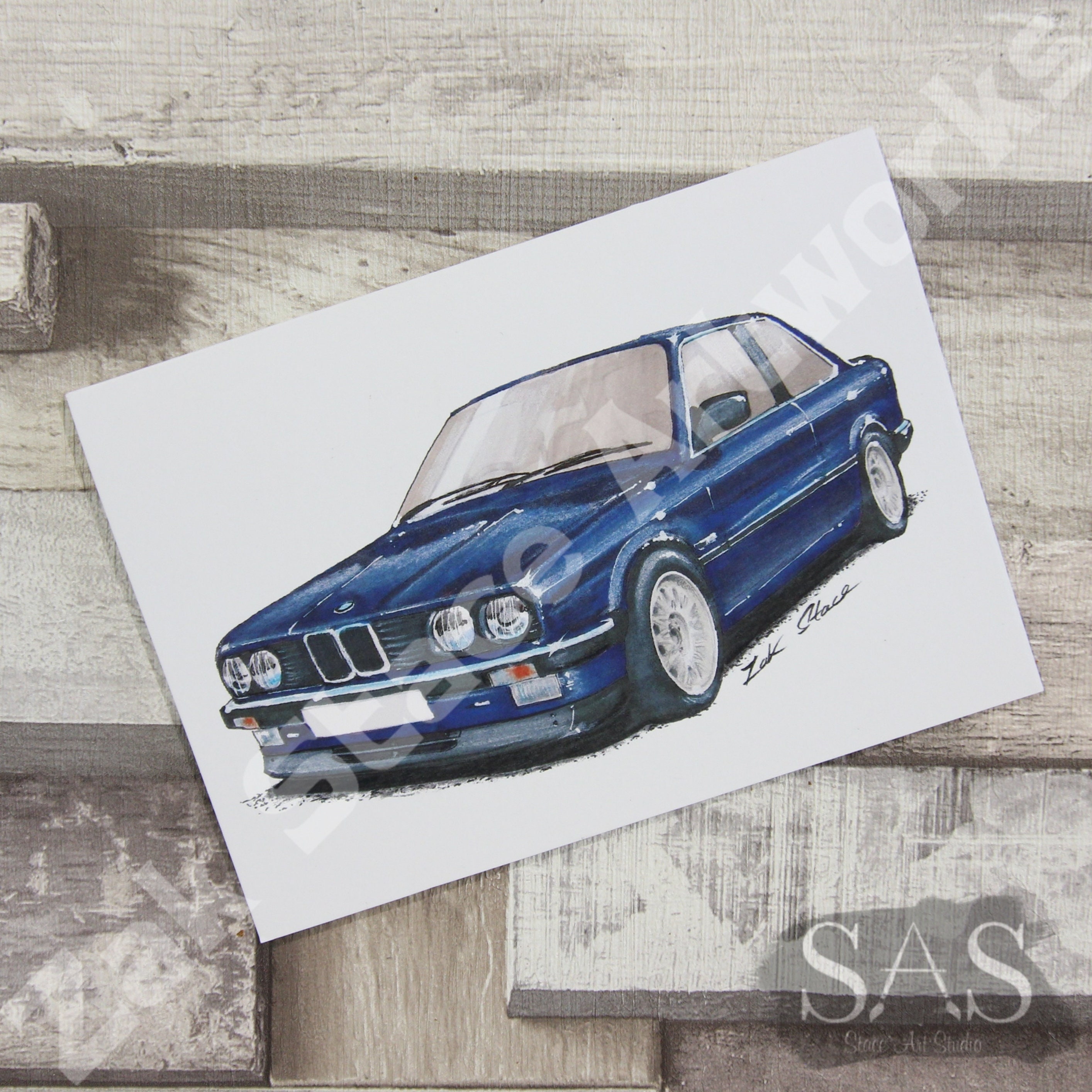 BMW E30 Birthday Card Father's Day Card Hand Drawn - Etsy