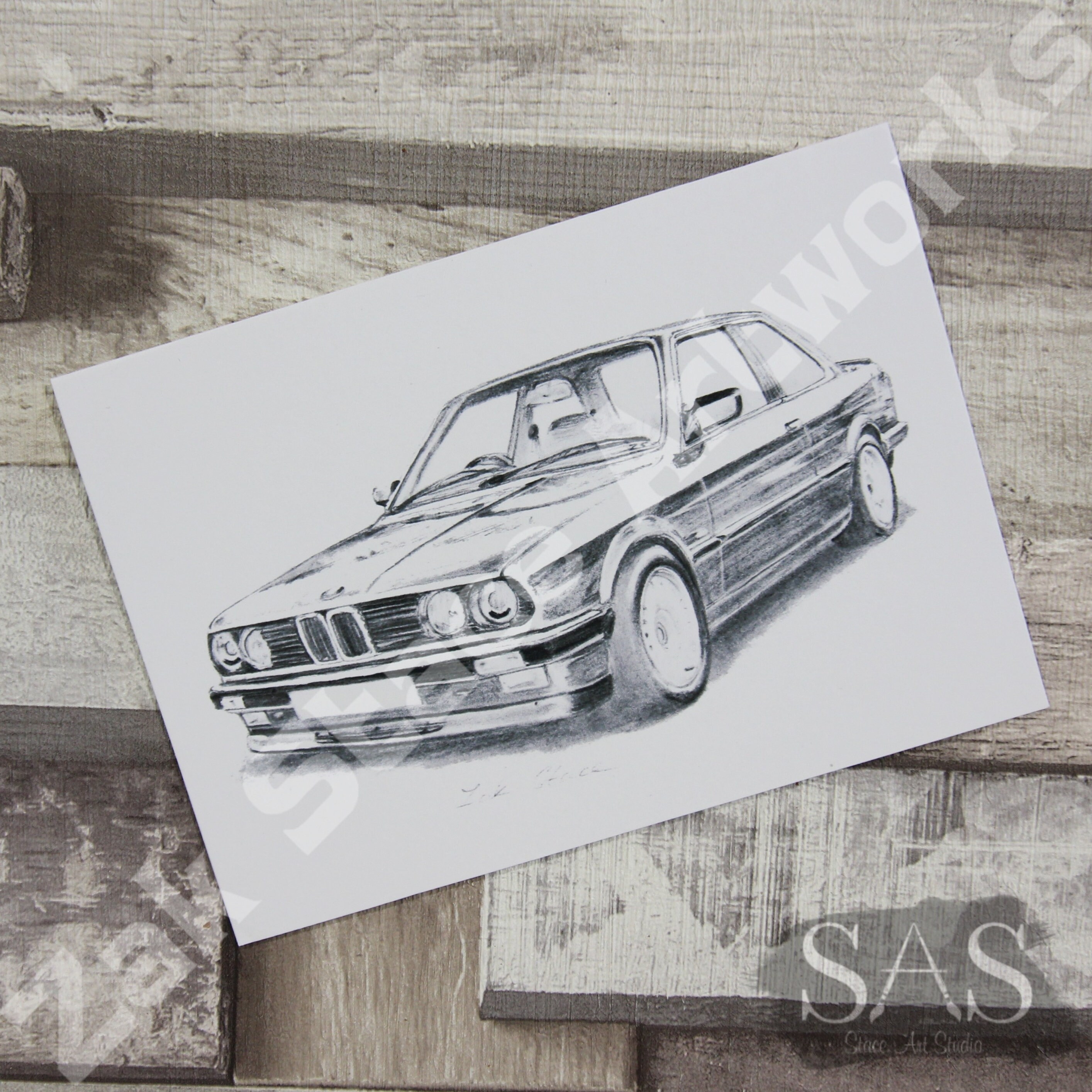 BMW E30 Birthday Card Father's Day Card Any Occasion Card Pencil ...