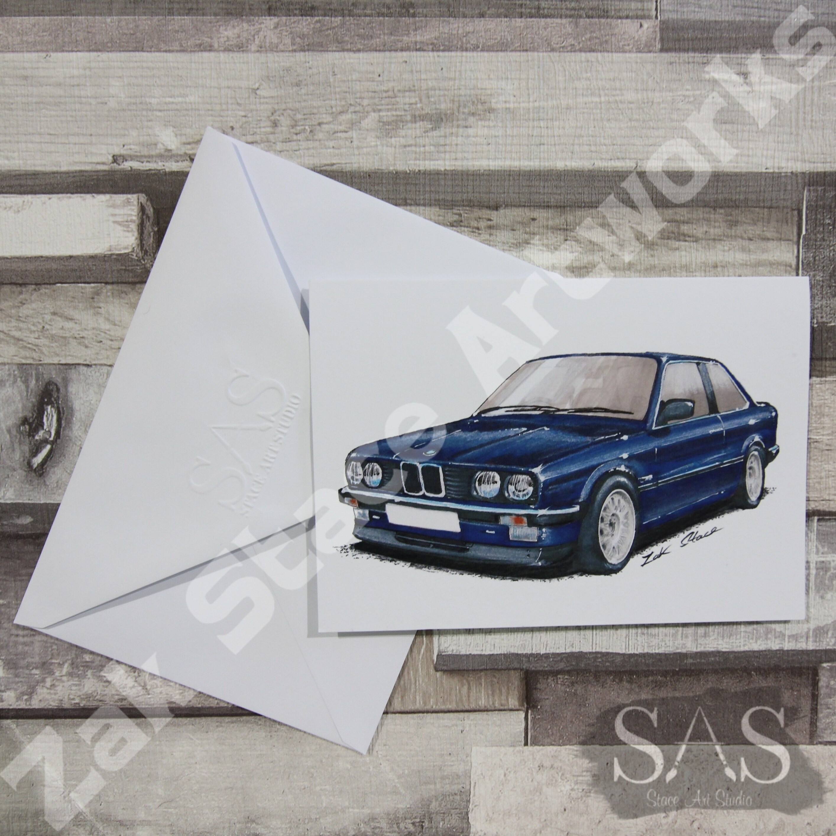 BMW E30 - Birthday Card - Father's Day Card - Hand Drawn Illustration ...