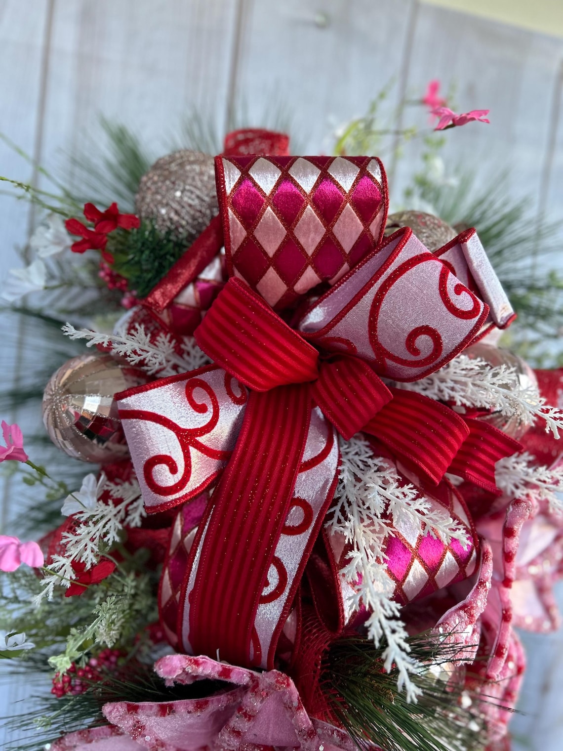 Pink and Red Poinsettia Glam Swag - Etsy