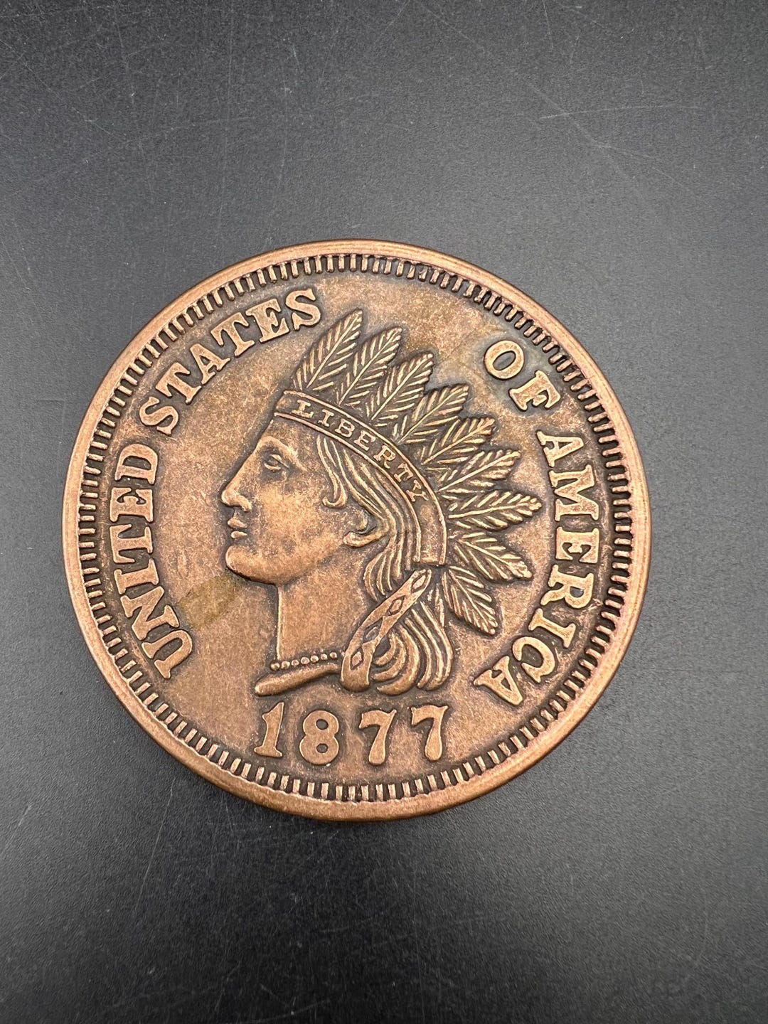 Large 3 Inch Novelty Coin/coaster/paperweight 1877 Indian Cent Antique ...