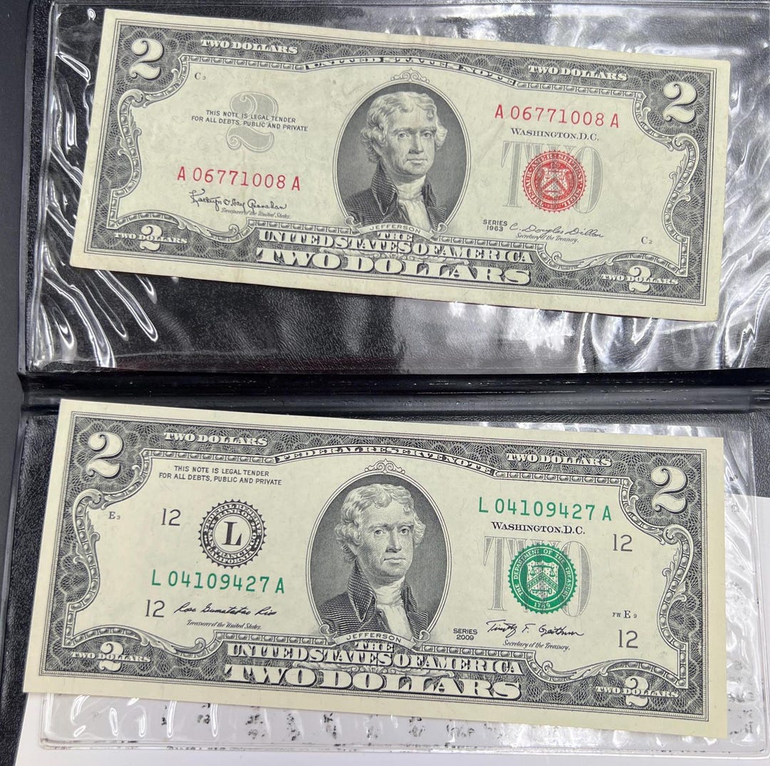Two Dollar Bill Collector's Set W/ 2 Notes 1963 USN United States Note ...